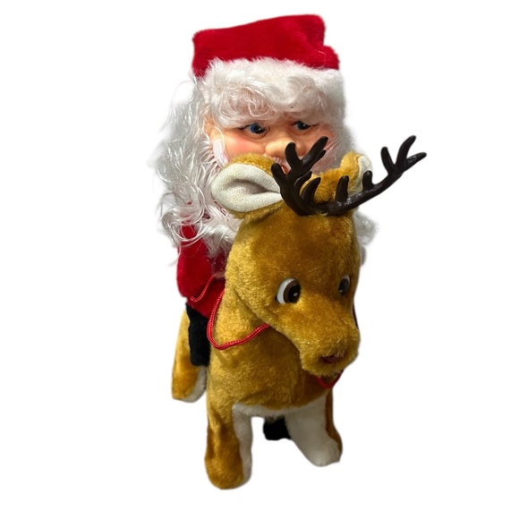 Holiday | Vintage Santa Claus Riding Rudolph Red Nose Reindeer Animated ...